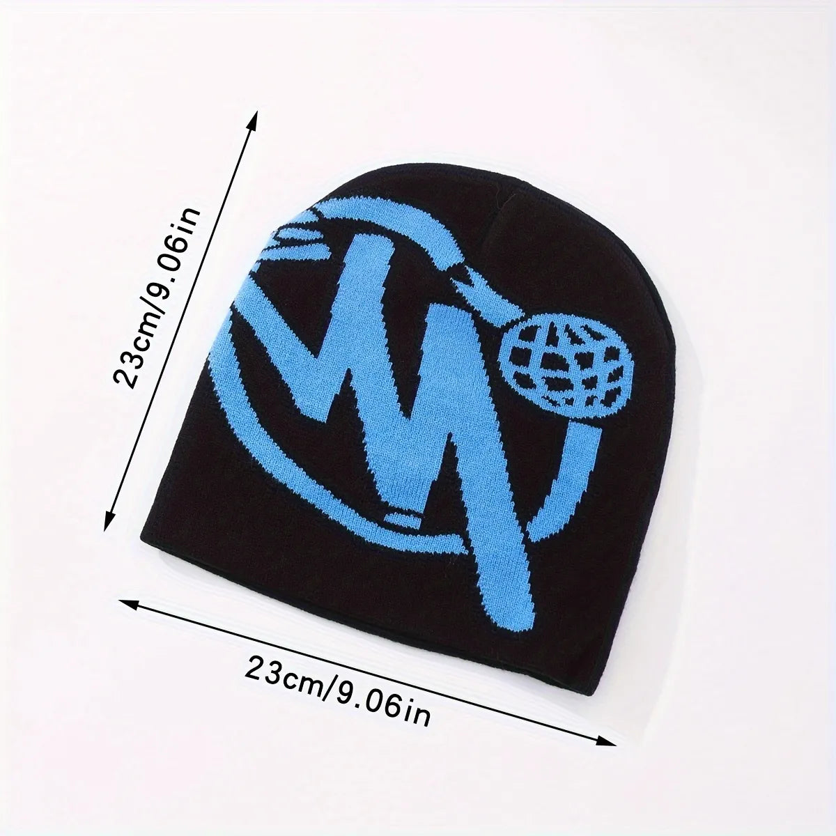 Blue Universal M Letter Pattern Letter Knitted Hat Cold Hat, Cute, War ...